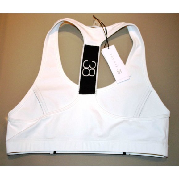 THEORY 38 | Tops | Theory 38 Run Sport Bra Logo Racerback Top Scale Podium White M | Poshmark